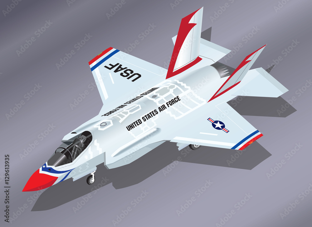 Detailed Isometric Vector Illustration of a parked F-35 Lightning II ...