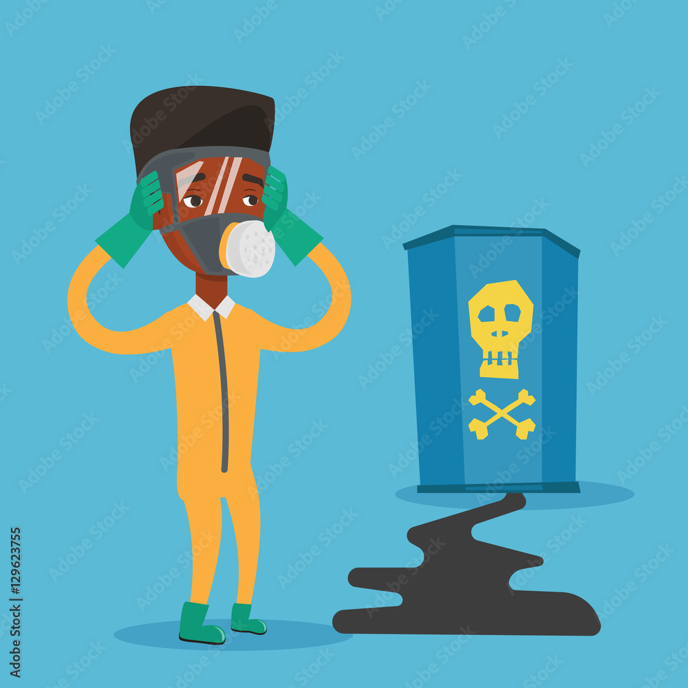 Man in radiation protective suit. Stock Vector | Adobe Stock