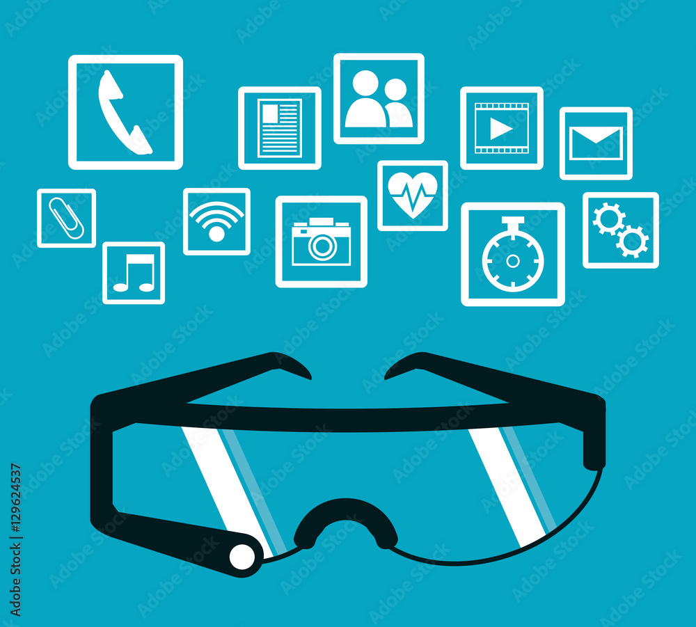 smart glasses wearable technology blue background vector illustration ...