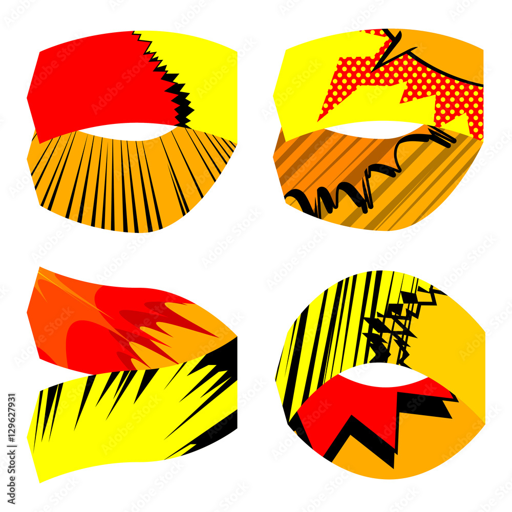 Vector banner set with comic book effects on the front. Stock Vector ...