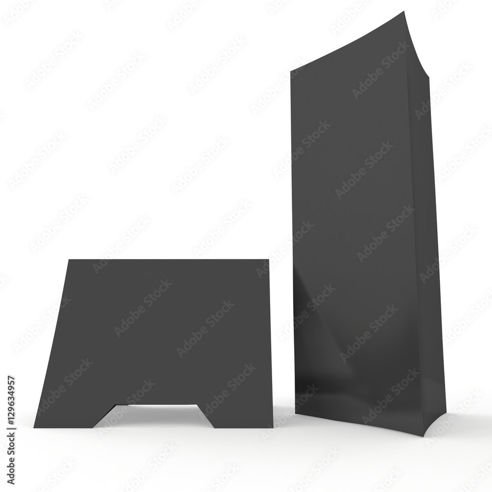 Blank paper triangle tent cards. 3d render illustration isolated. Table ...
