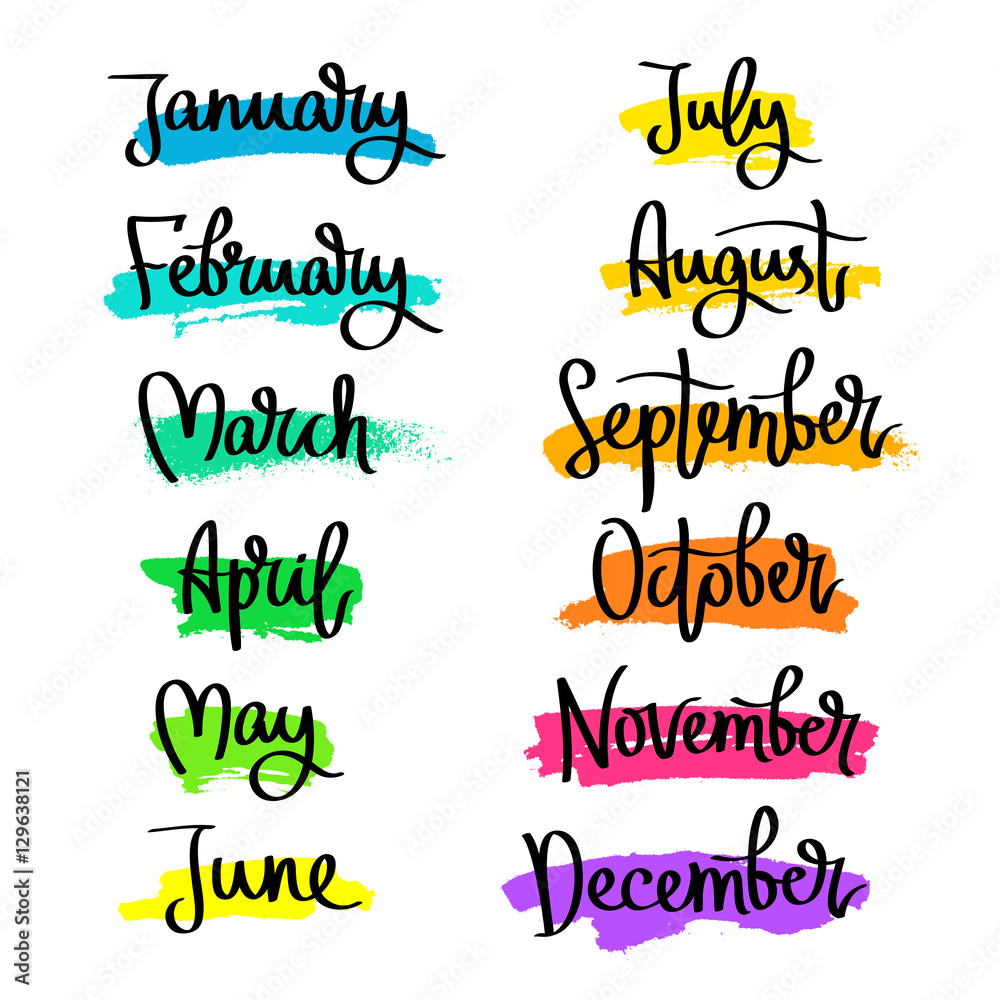 Set of labels of the months of the year. Stock Vector | Adobe Stock