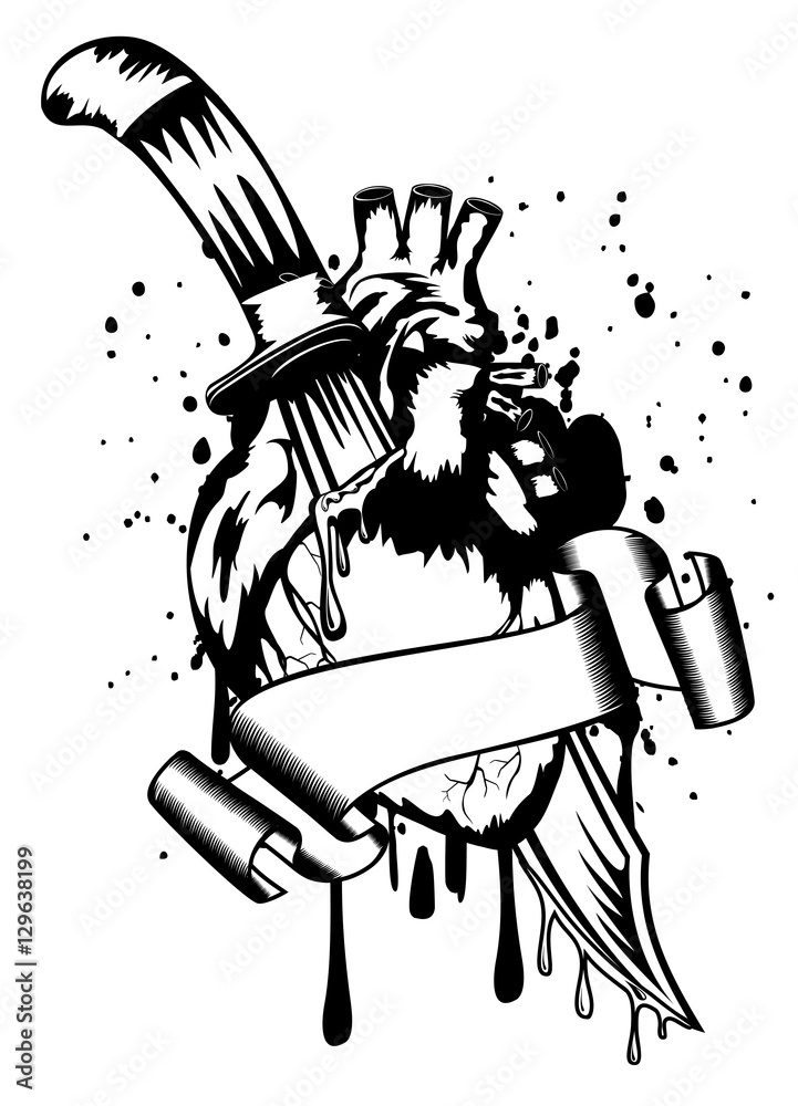 Heart punched by knife Stock Vector | Adobe Stock