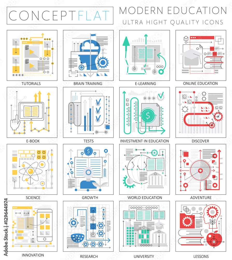 Infographics mini concept Modern education icons for web. Premium ...