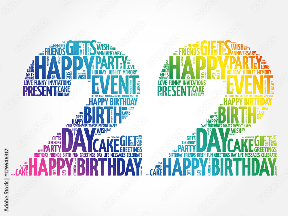 Happy 22nd birthday word cloud collage concept Stock Vector | Adobe Stock