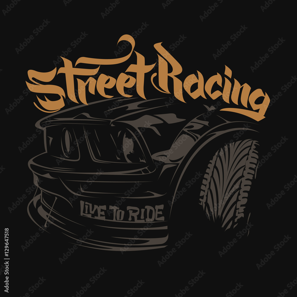 Racing car typography, t-shirt graphics, lettering Stock Vector | Adobe ...