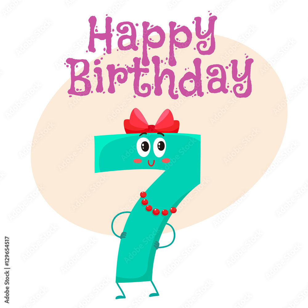 Happy birthday vector greeting card, poster, banner design with cute ...