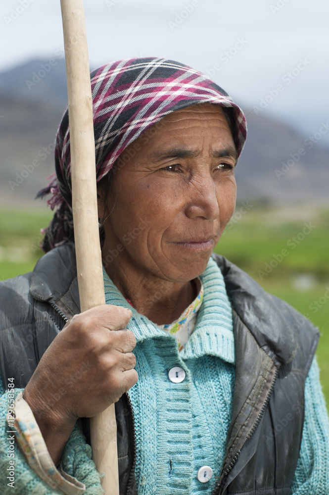 A Ladakhi farmer from the Nubra Valley in the northern most part of ...