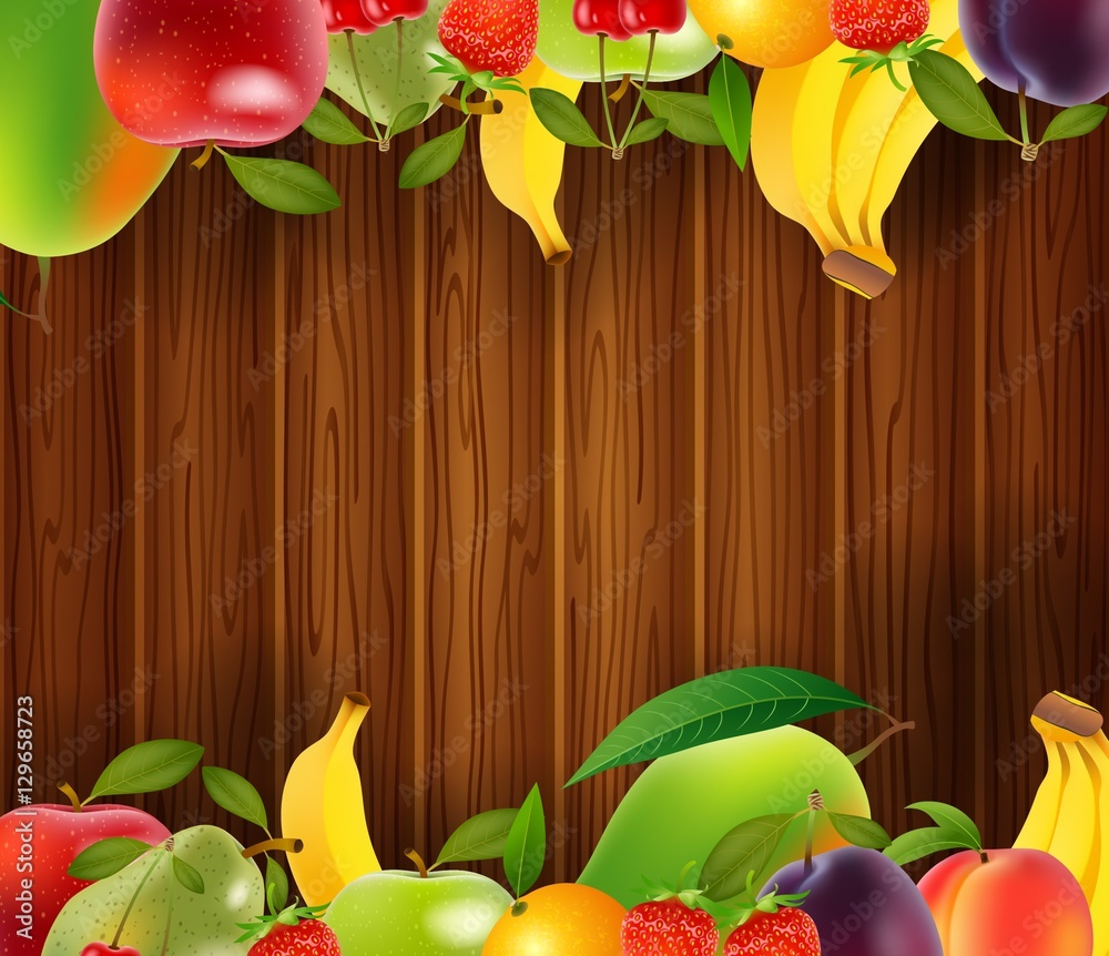 Fresh Fruits background. vector illustration Stock Vector | Adobe Stock