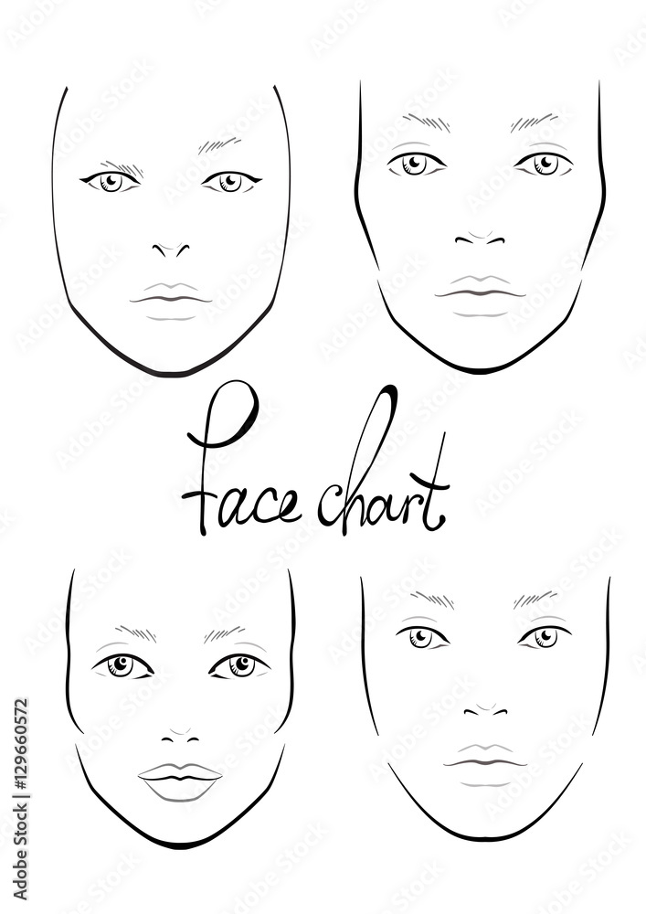 Face chart Makeup Artist Blank. Template. Vector illustration. Stock ...