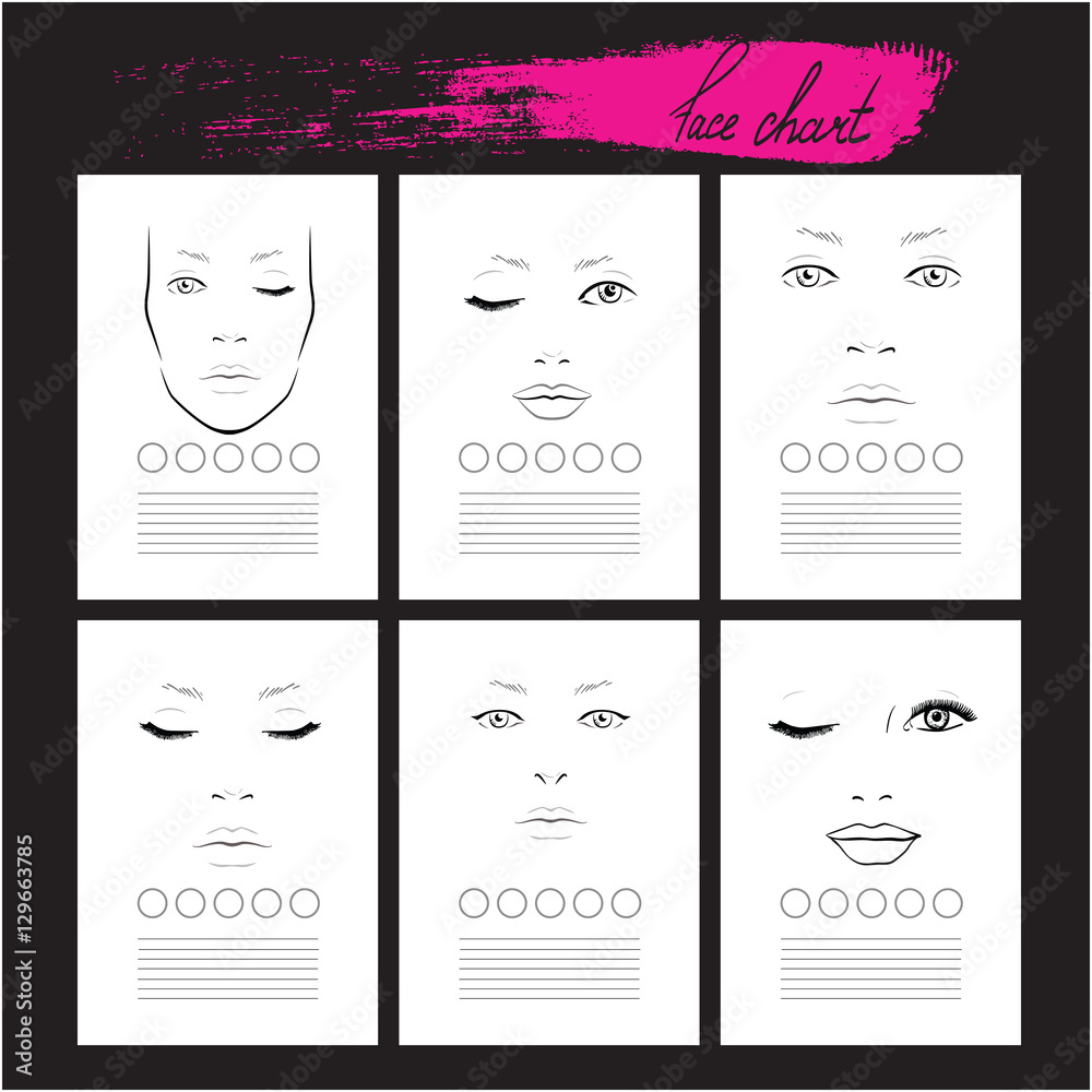 Face chart Makeup Artist Blank. Template. Vector illustration. Stock ...