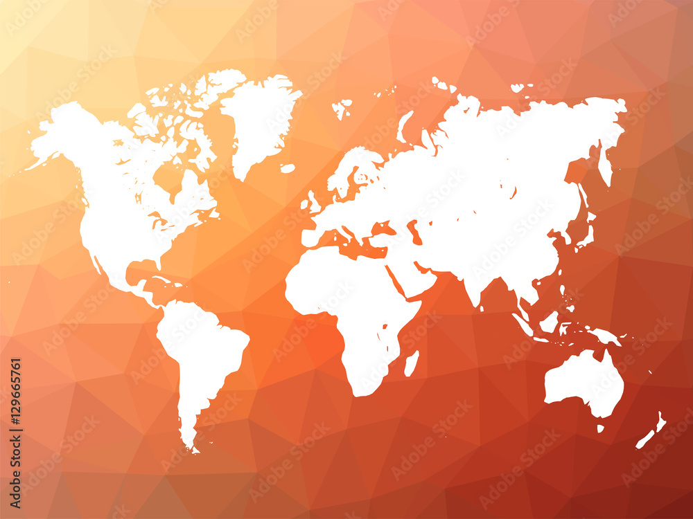 Map of World on low poly background. World map on backdrop made of ...