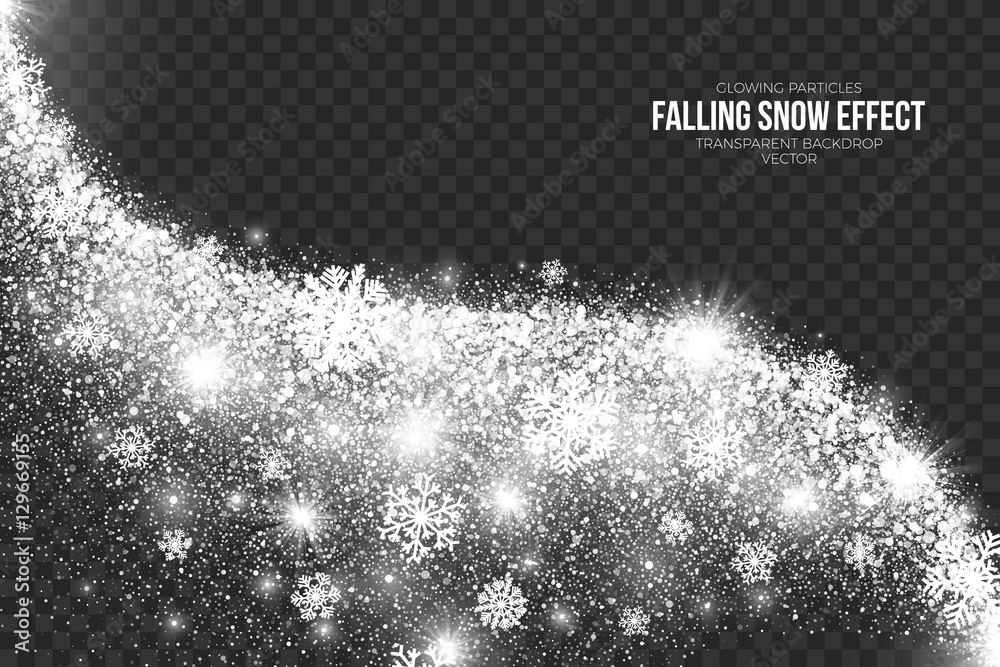 Falling Snow Effect on Transparent Background Vector Illustration ...