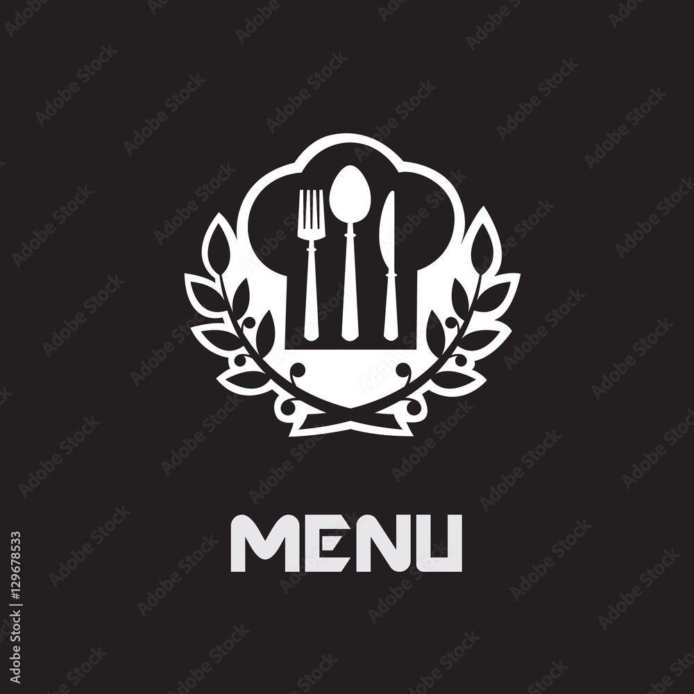 menu banner with utensils and chef hat Stock Vector | Adobe Stock