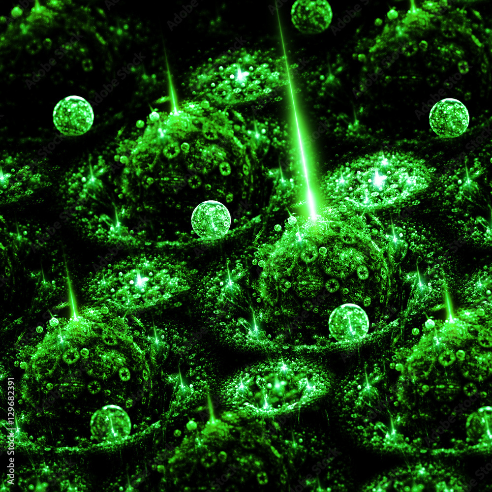 Matrix-style fractal virus, digital artwork for creative graphic design ...
