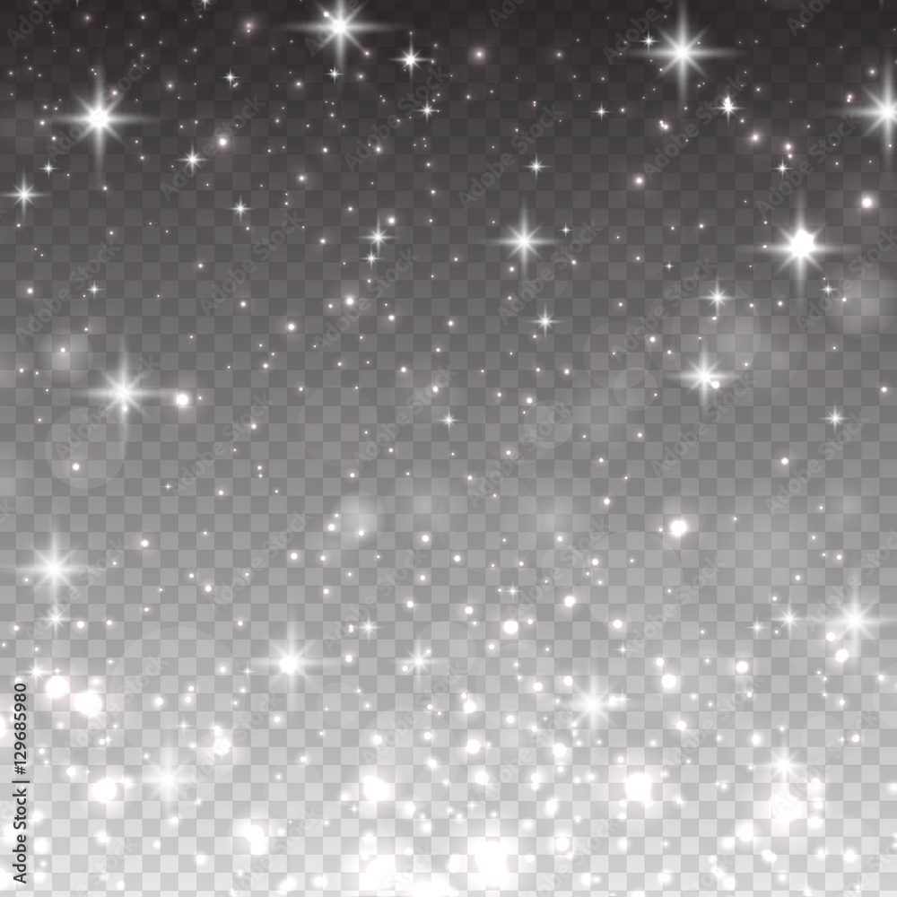 Vector illustration with falling stars, isolated on transparent ...