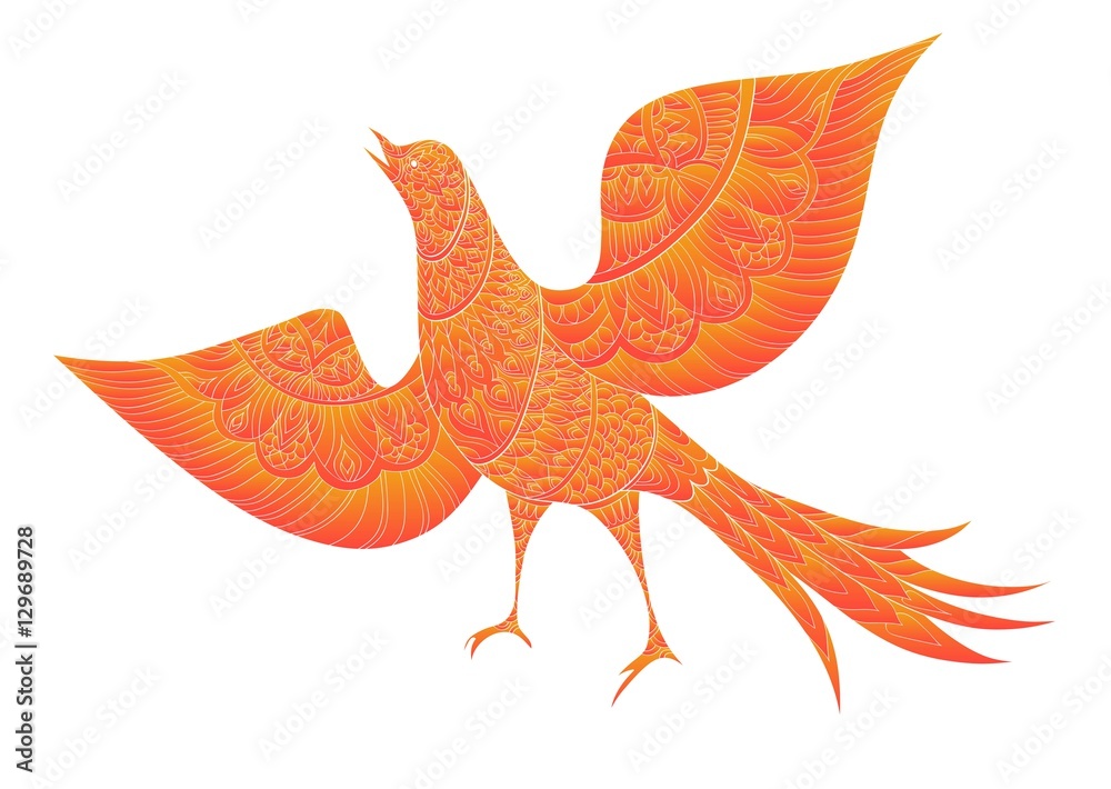 Ornamental fantasy bird hand drawn. Vector illustration. Folk design ...