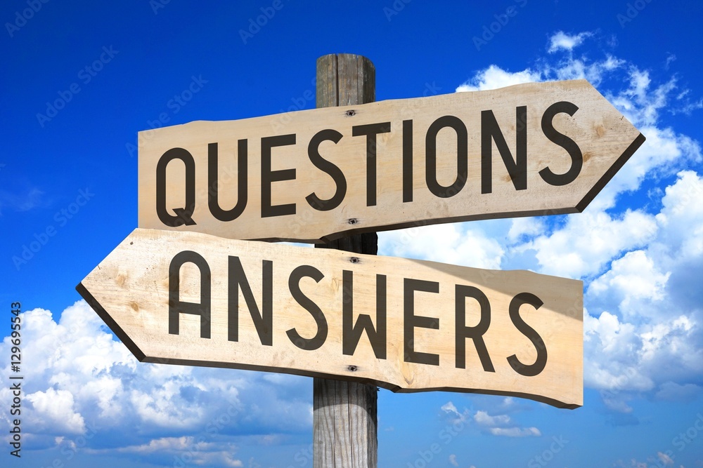 Questions, answers - wooden signpost Stock Photo | Adobe Stock Questions, answers - wooden signpost Stock Photo | Adobe Stock