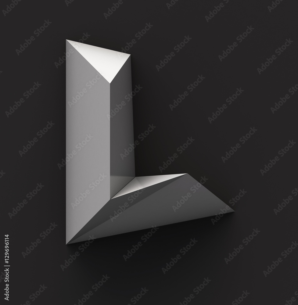 Monochrome Paper Polygonal Font on Dark Grey Background. Logo Concept ...