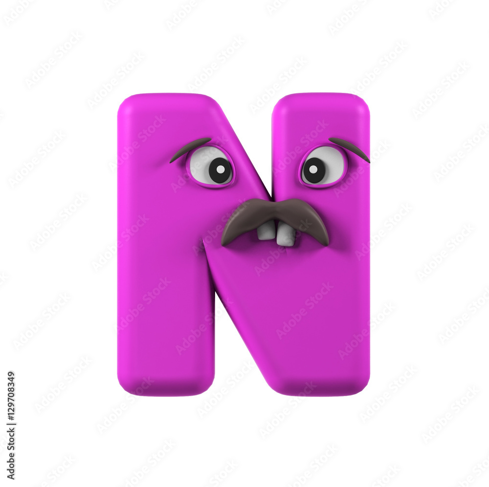 Colorful Comic alphabet character. Letter N isolated on white ...