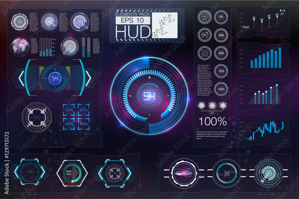 HUD background outer space. Infographic elements.Digital data, business abstract background ...