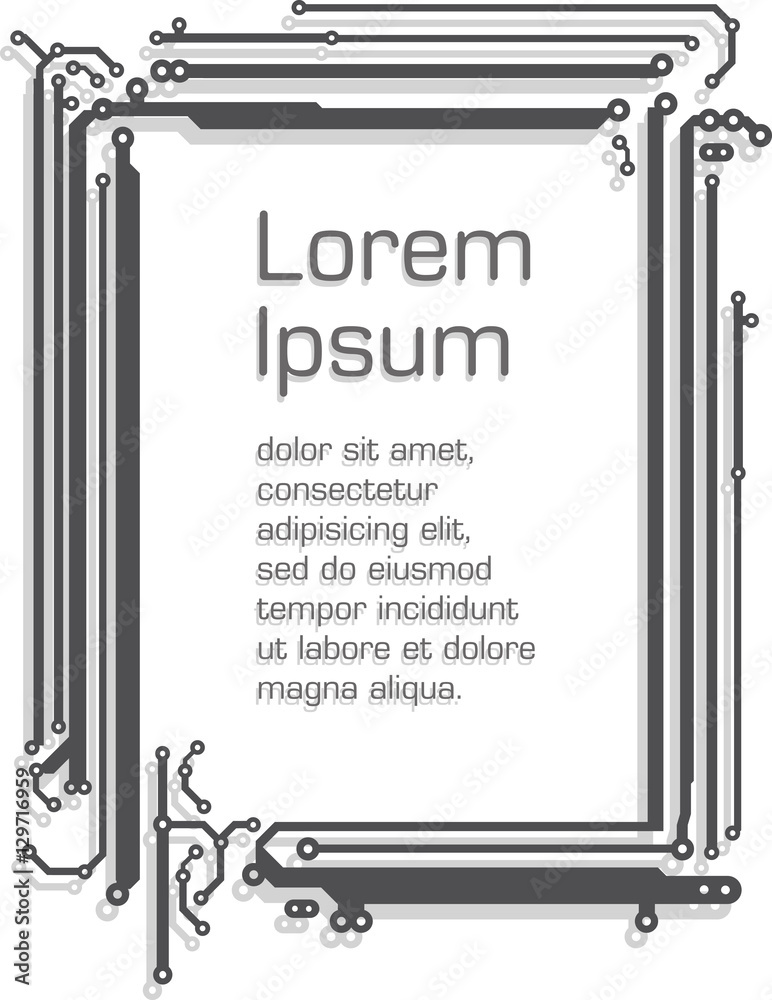 Background in PCB-layout style, decorative technique frame with Stock ...