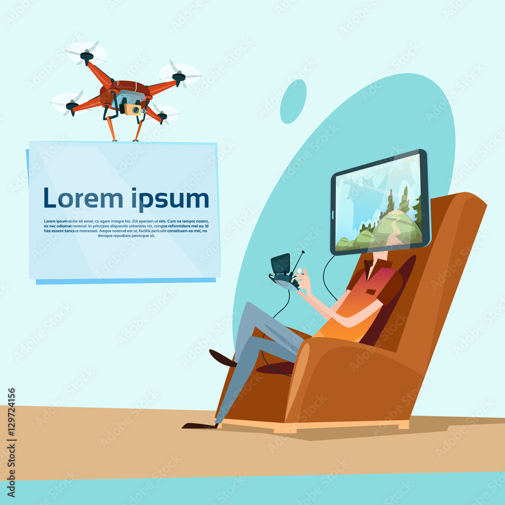 Man Play Computer Video Game Cell Smart Phone Head Social Network ...