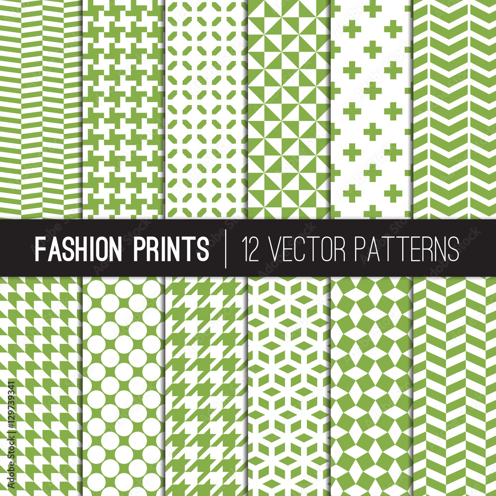 Green and White Fashion Textile Vector Patterns in Greenery - 2017 ...