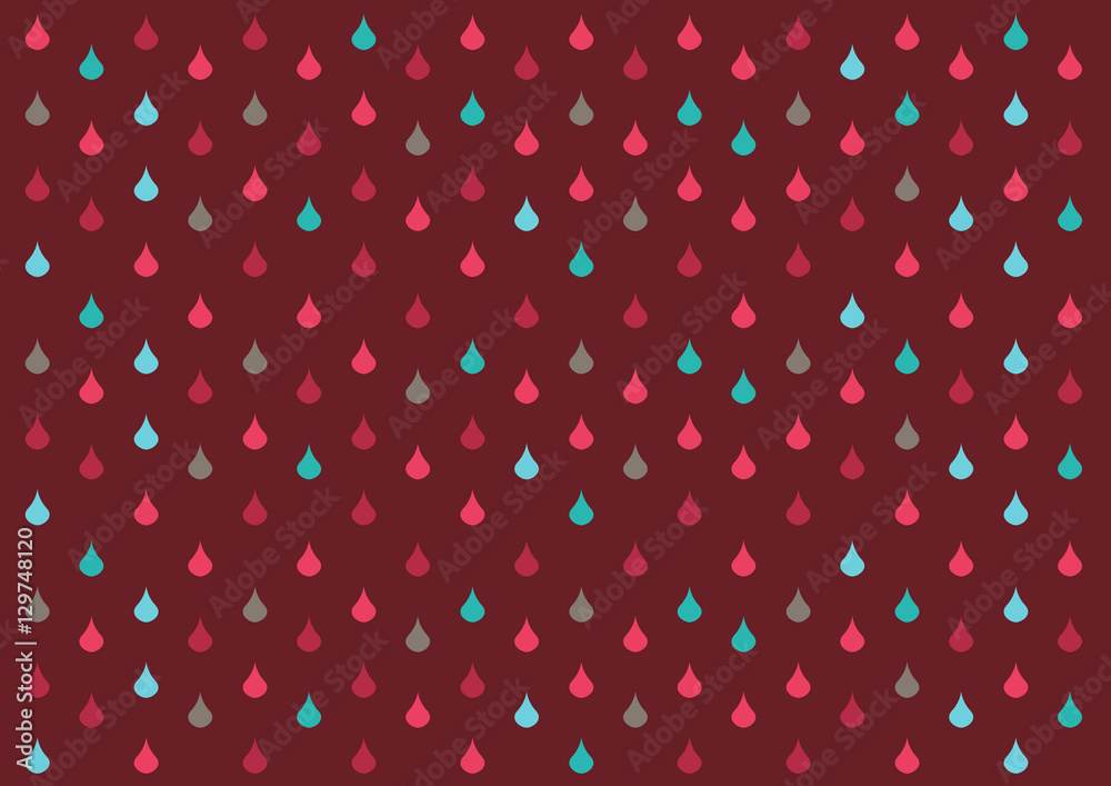 Cute colorful rain drops illustration on dark pink background graphic ...