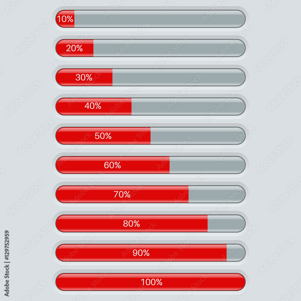 Progress bar with red percentage Stock Vector | Adobe Stock