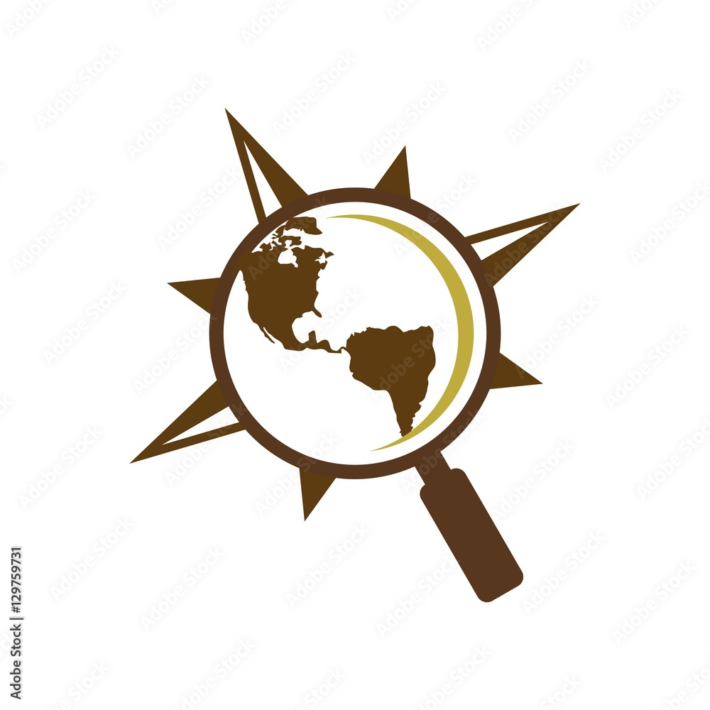 magnifying world logo vector. compass world logo vector. Stock Vector ...