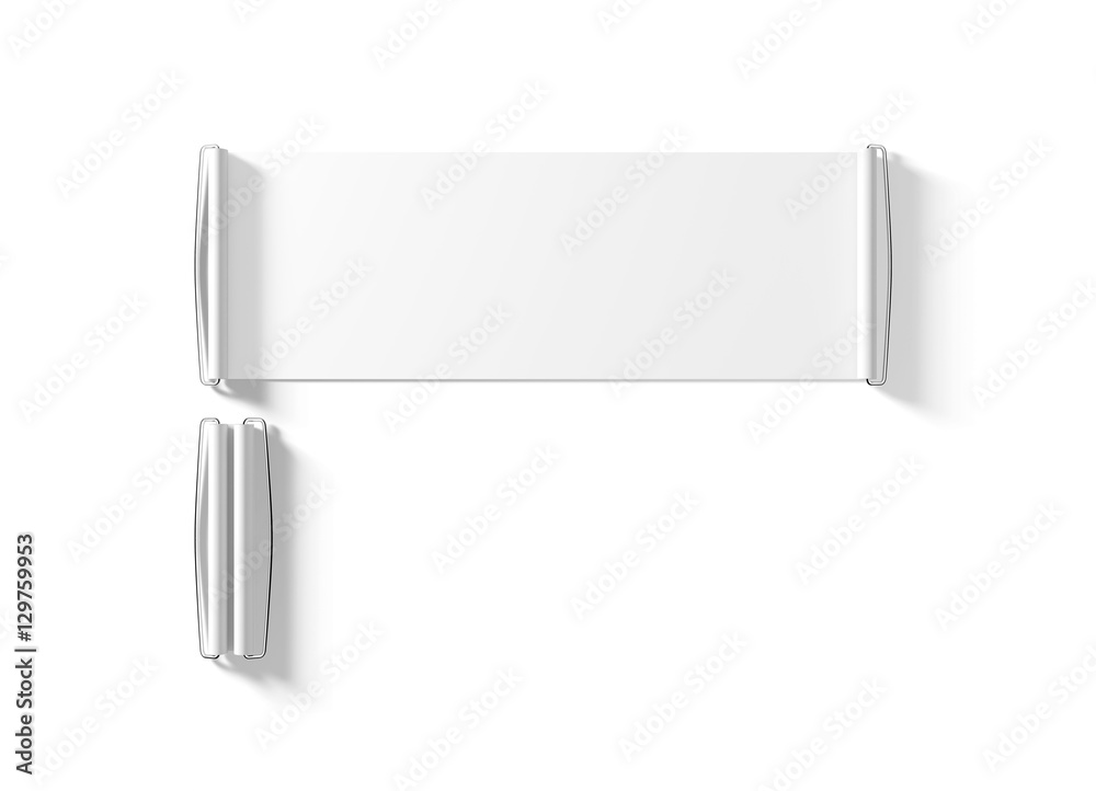 Blank white hand held banner mockup, isolated, 3d rendernig. Clear ...