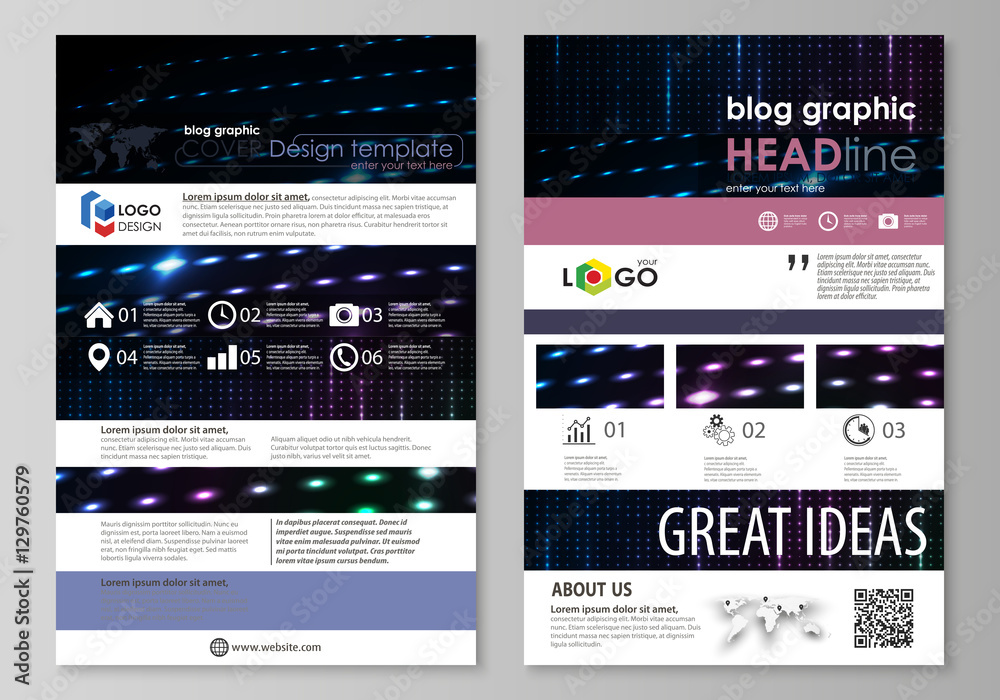 Blog graphic business templates. Page website layouts. Abstract ...