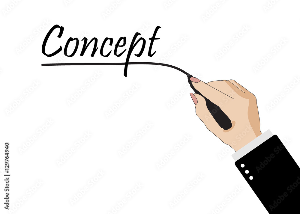 Image of a hand writing the word Stock Vector | Adobe Stock