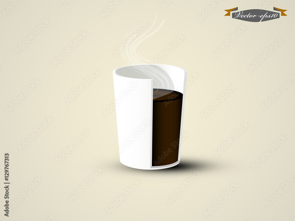 graphic design vector of espresso coffee cup in cross section view ...