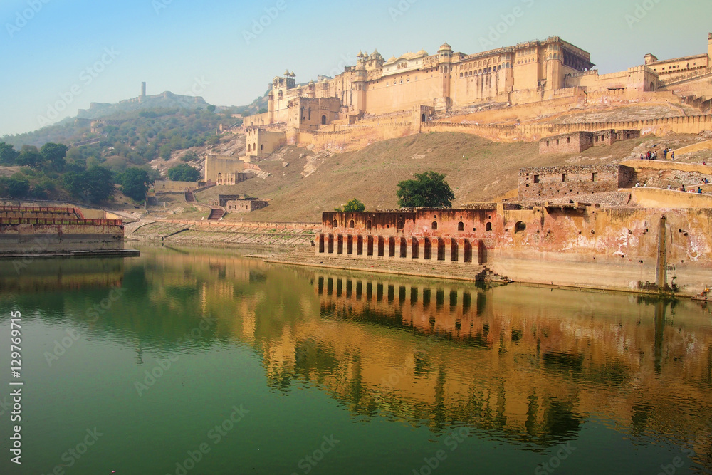 Amer fort landscape, historical architecture on the hilltop, UNESCO ...