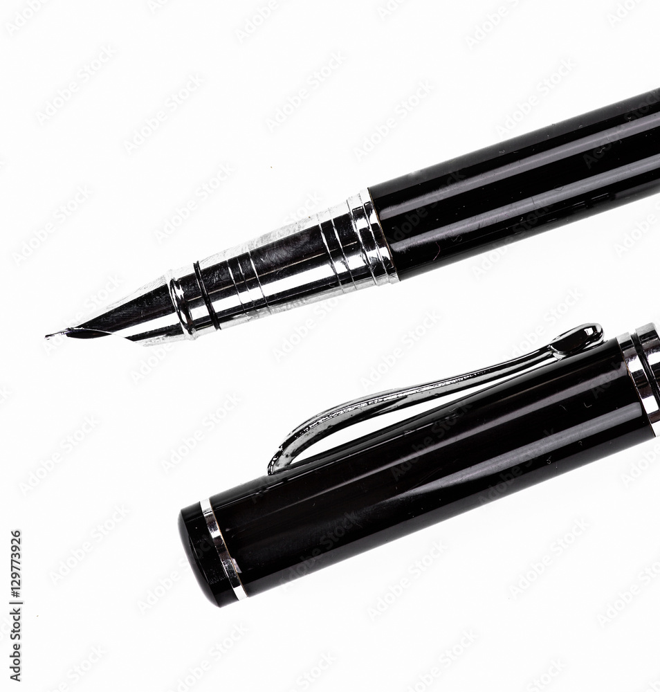 black fountain pen ink on a white background isolated Stock Photo ...