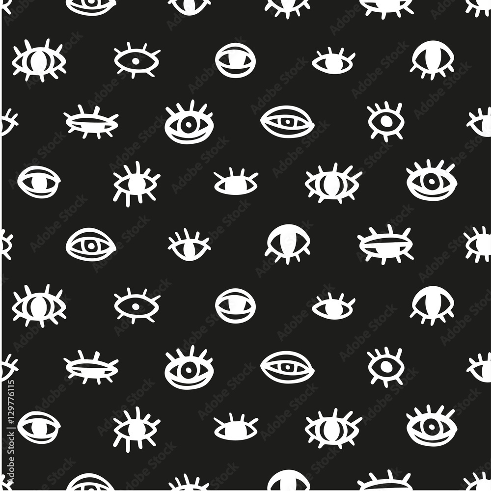 Eyes Drawing Seamless Pattern Background Stock Vector | Adobe Stock
