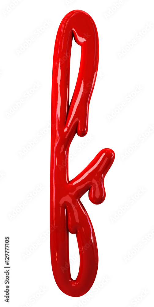 Leaky red alphabet Isolated on White background. Handwritten Cursive ...