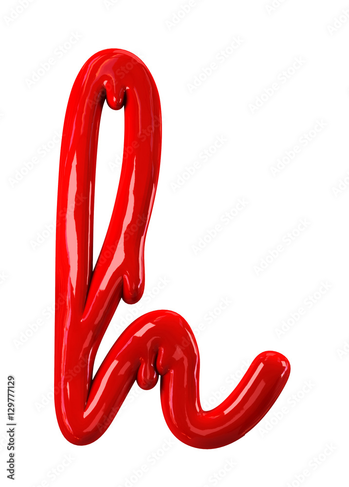 Leaky red alphabet Isolated on White background. Handwritten Cursive ...