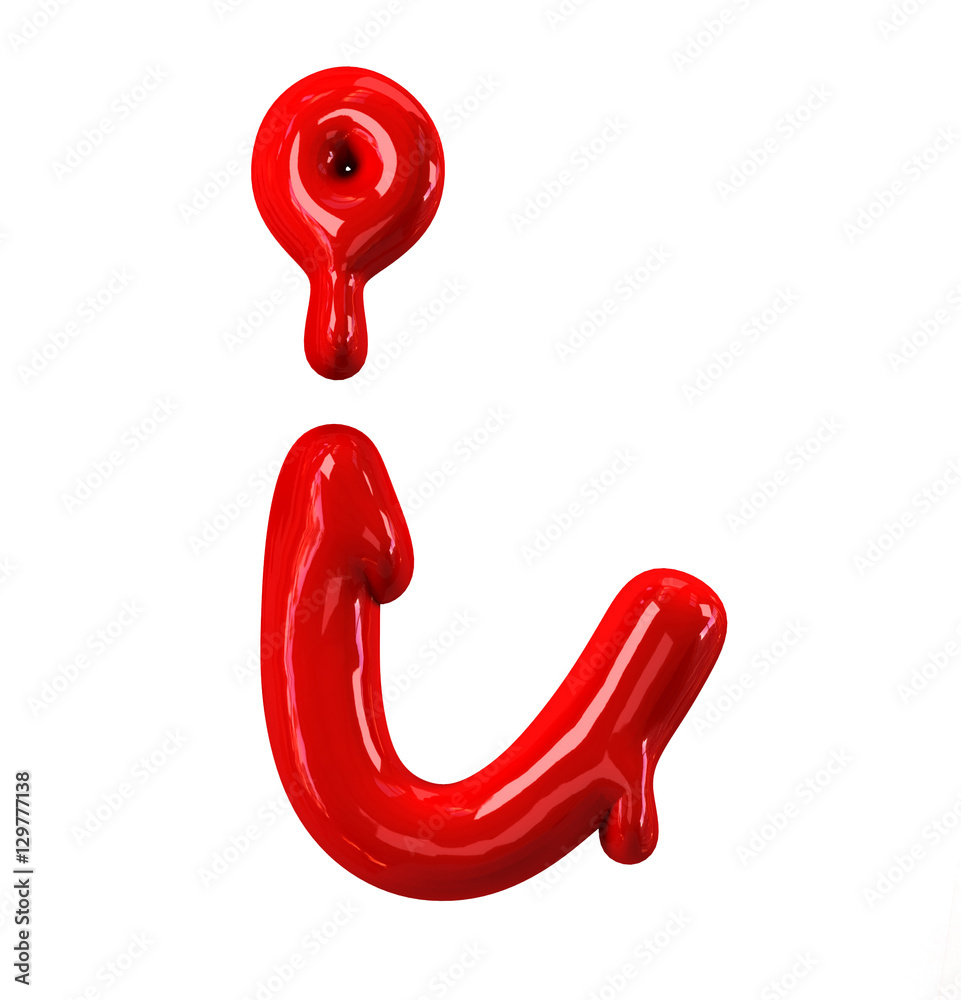 Leaky red alphabet Isolated on White background. Handwritten Cursive ...