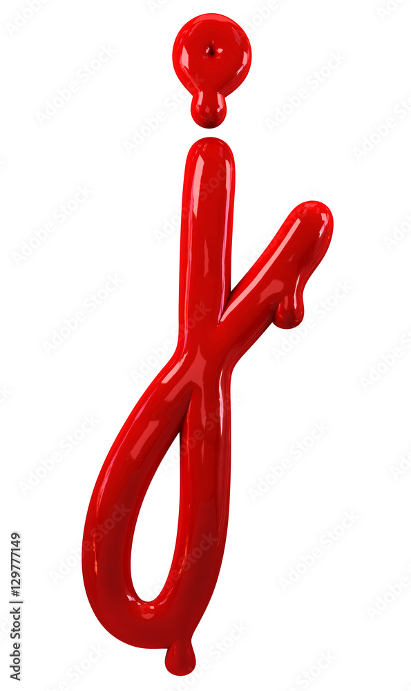 Leaky red alphabet Isolated on White background. Handwritten Cursive ...