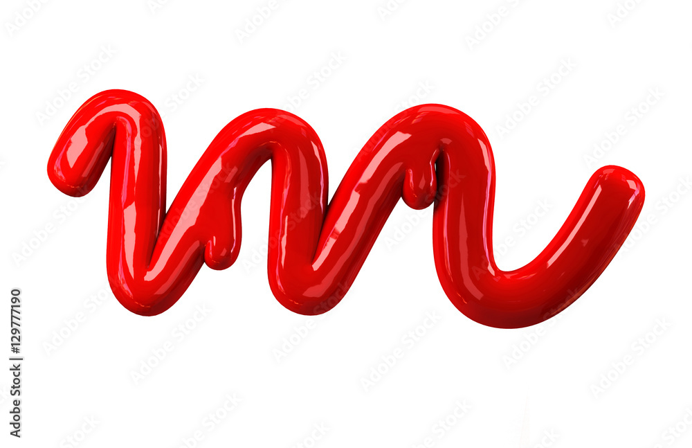 Leaky red alphabet Isolated on White background. Handwritten Cursive ...