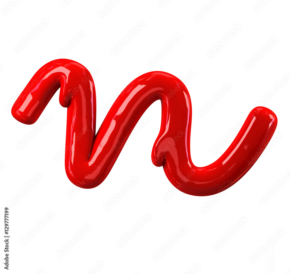 Leaky red alphabet Isolated on White background. Handwritten Cursive ...