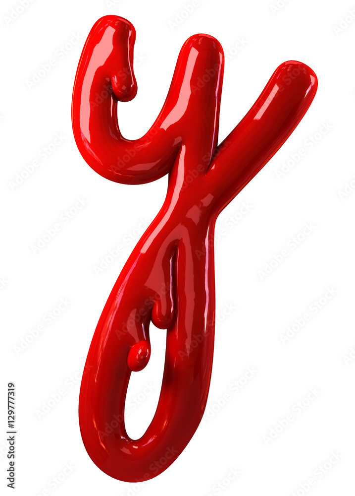 Leaky red alphabet Isolated on White background. Handwritten Cursive ...