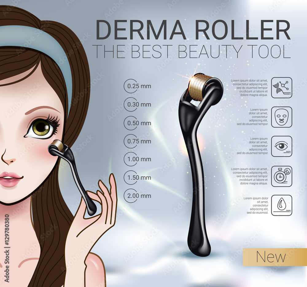 Vector Illustration with Manga style girl and derma roller. Stock ...