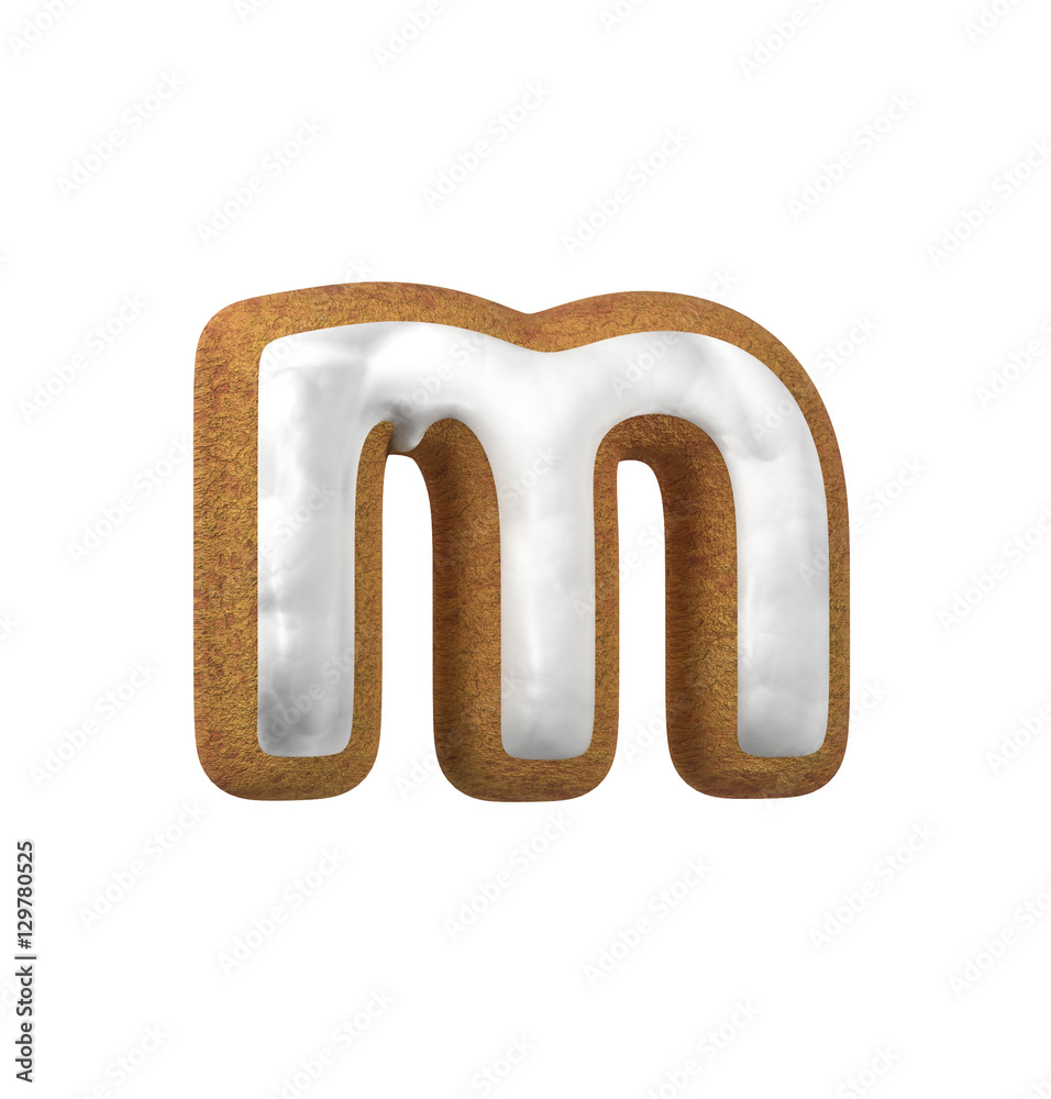 Small Letter M. Gingerbread font. Christmas cookie alphabet concept. 3d ...