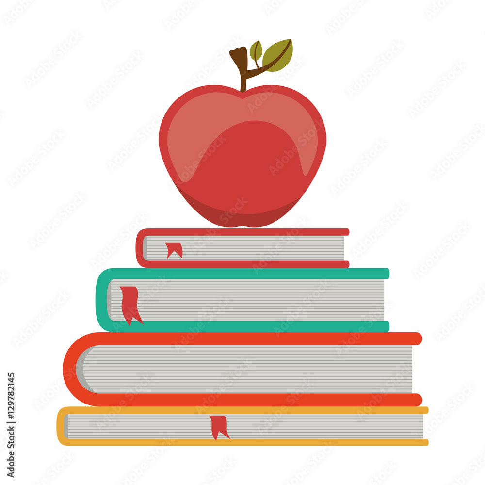 Book and apple icon. Education literature read and library theme ...