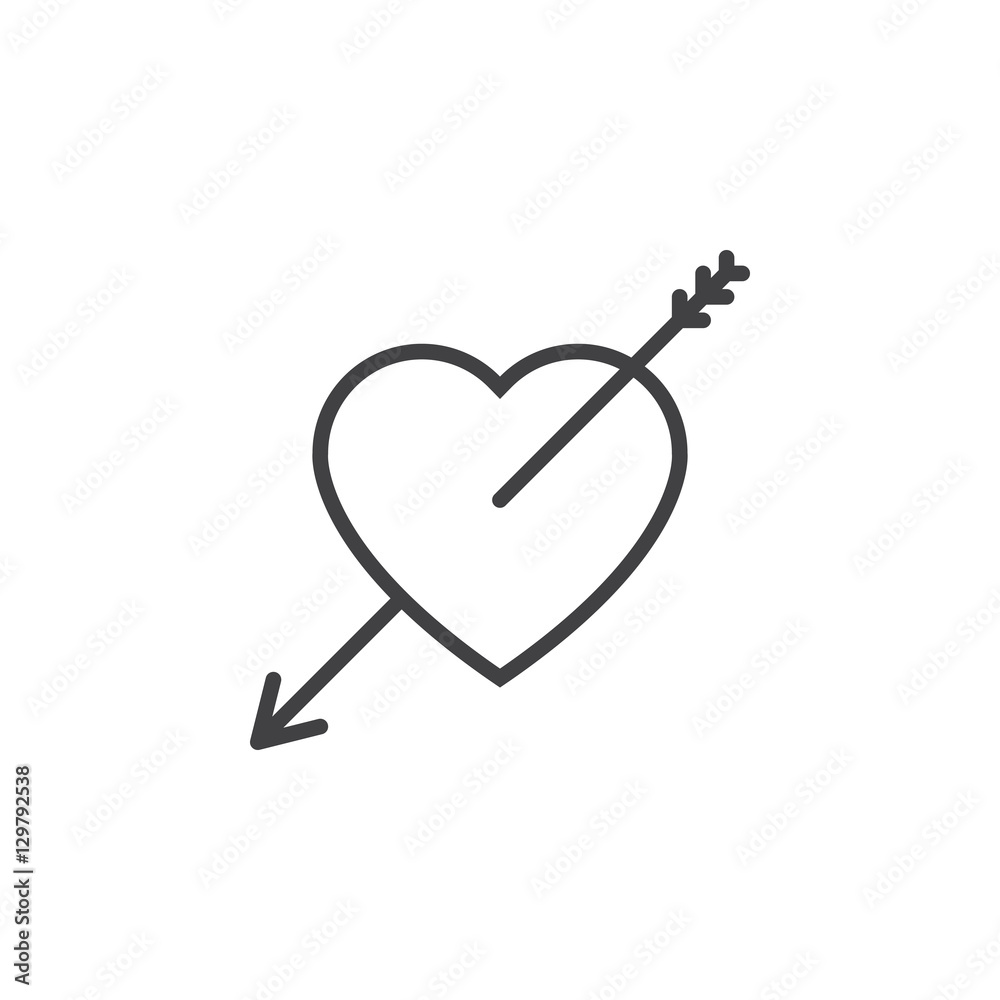 Love, Heart with arrow line icon, outline vector sign, linear pictogram ...