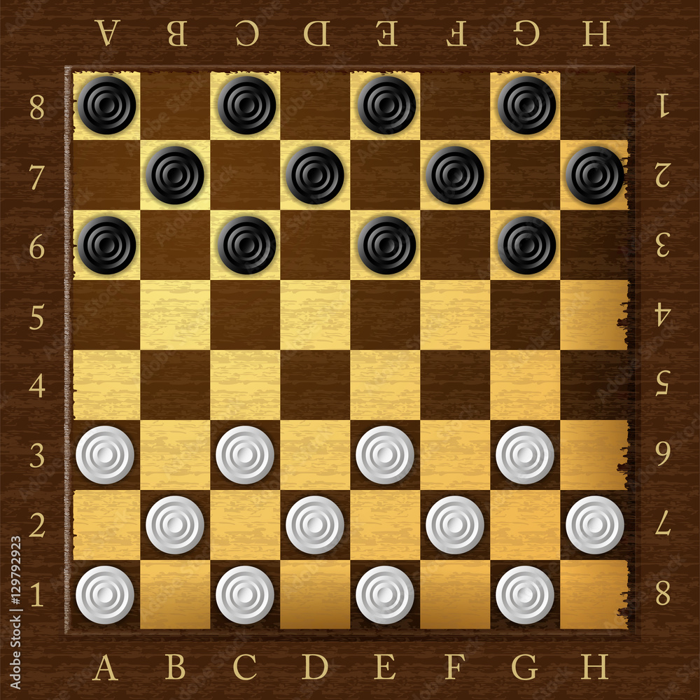 Checkers. Chess board. Checker game. Vector illustration. Stock Vector ...